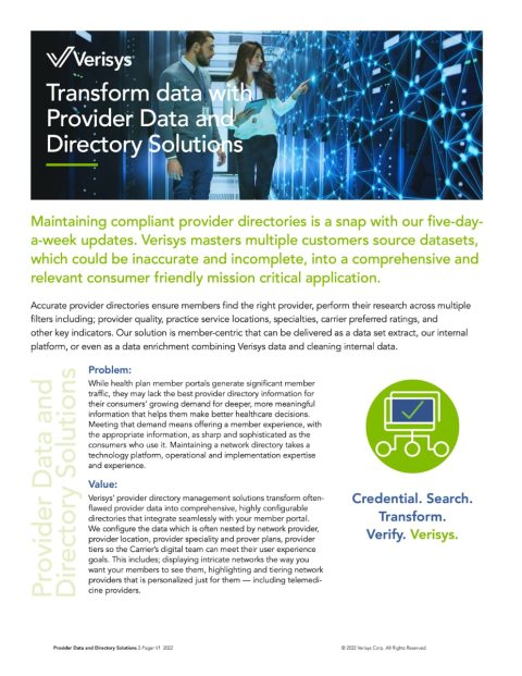 Verisys Product One Pagers | Verisys